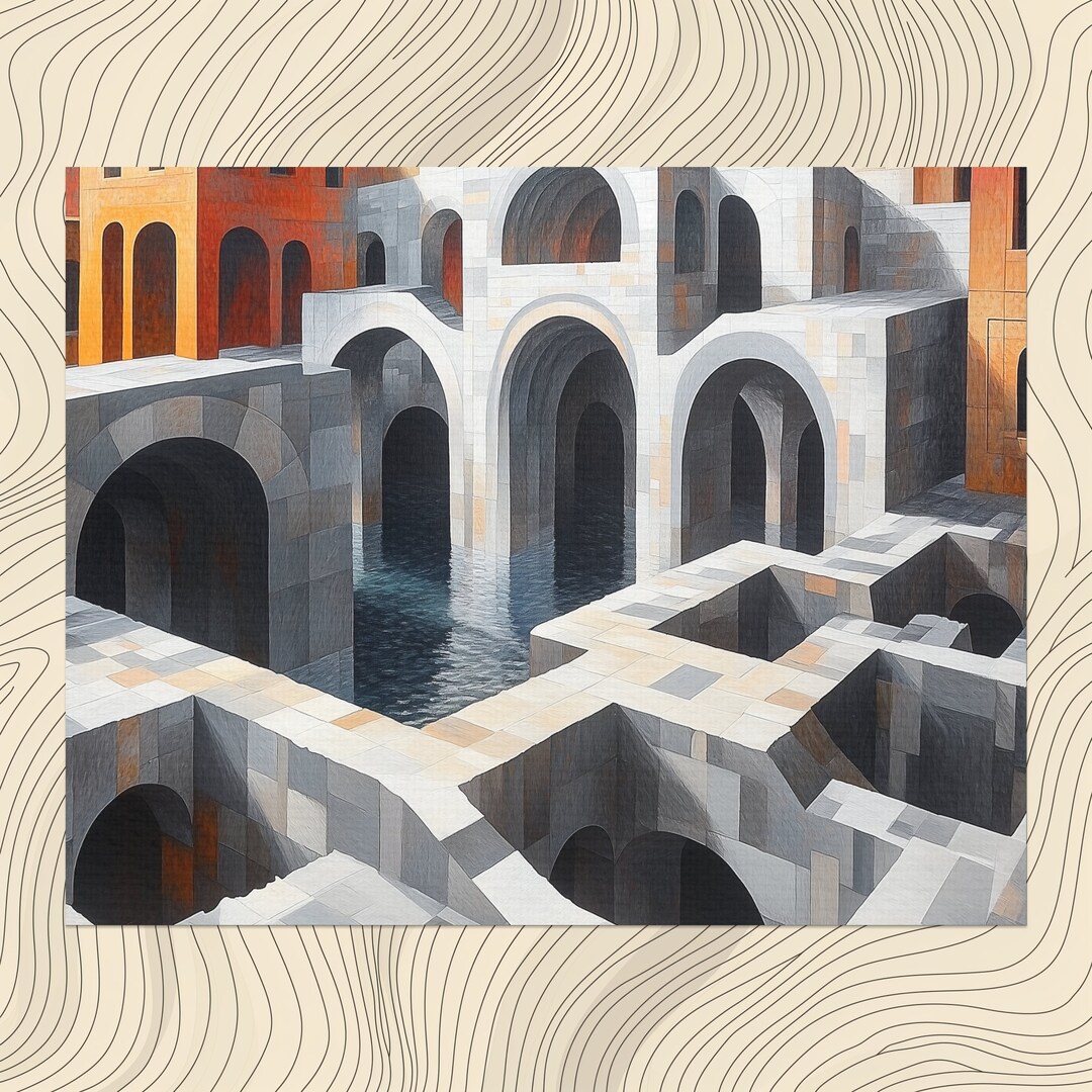 Shadow Canvas Wall Art, Asymmetrical Escher Style Print for Your Home ...