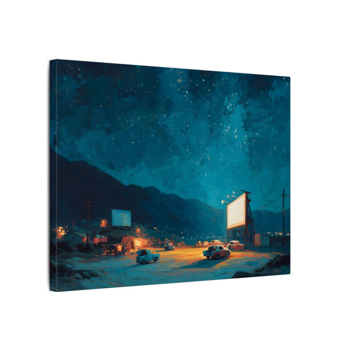 Drive in Theater Canvas Wall Art – Retro Drive in Cinema Painting ...
