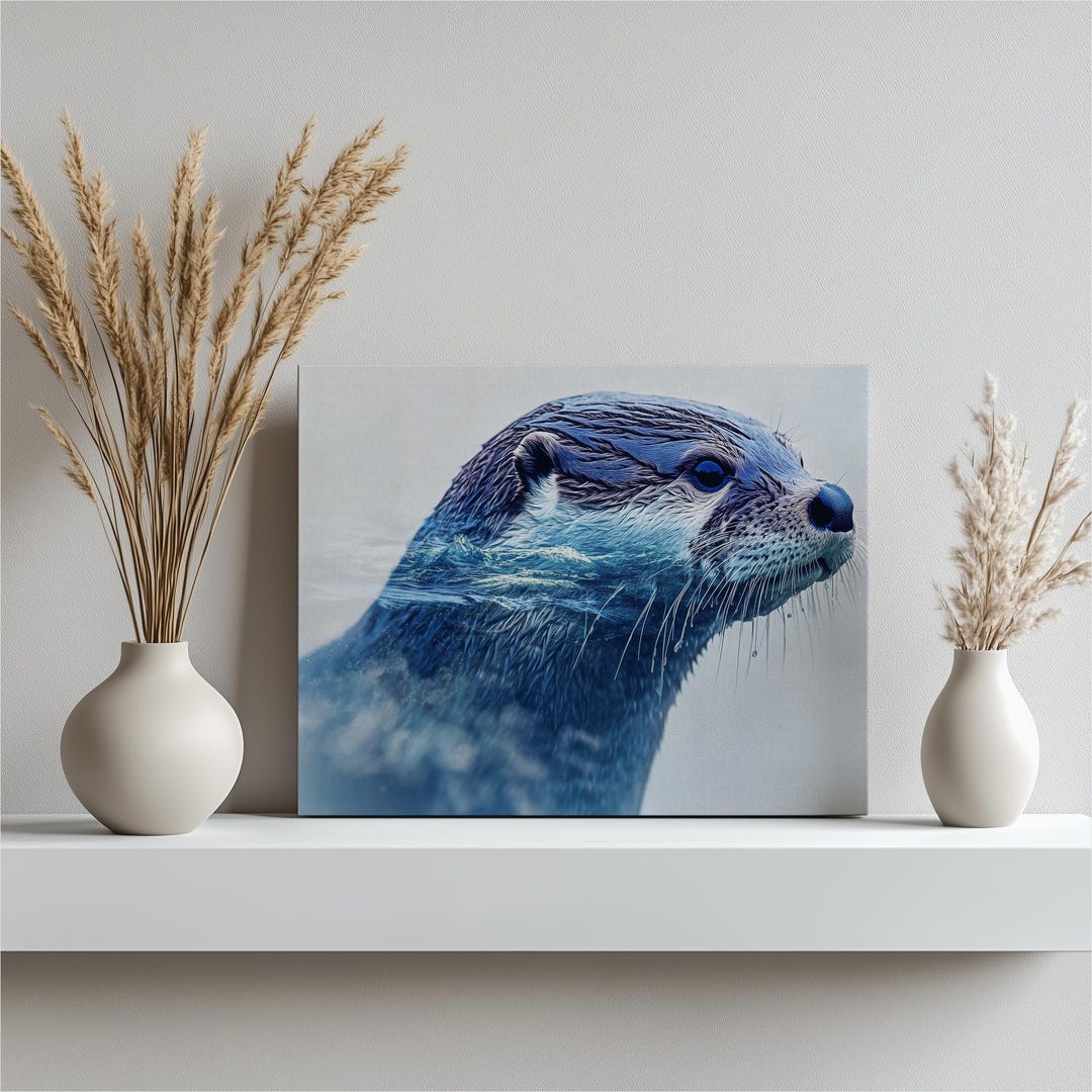 Sea Otter Canvas Wall Art – Modern Wildlife Photography Print for ...