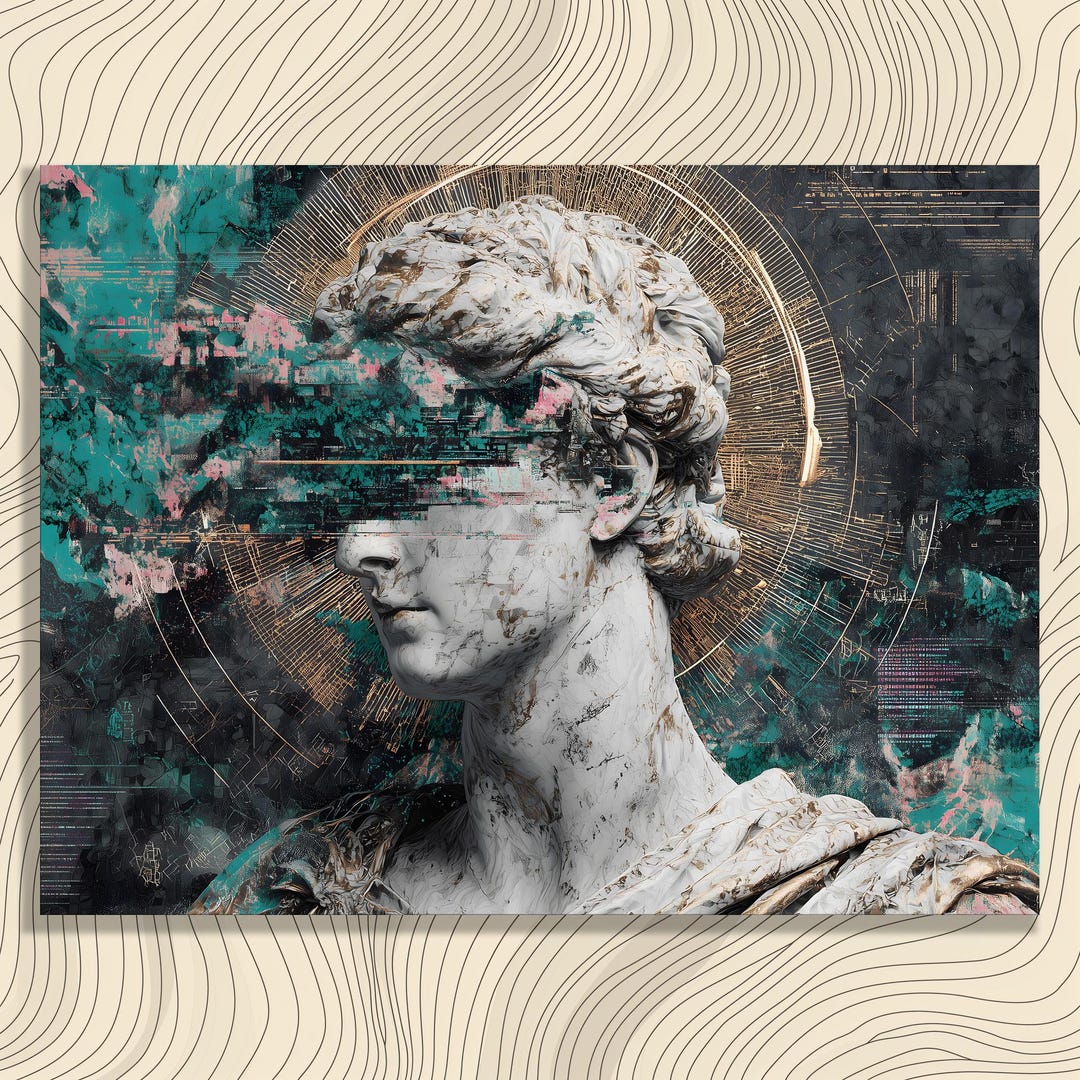 Greco Roman Bust Canvas Wall Art – Modern Art Print Marble Bust Golden ...