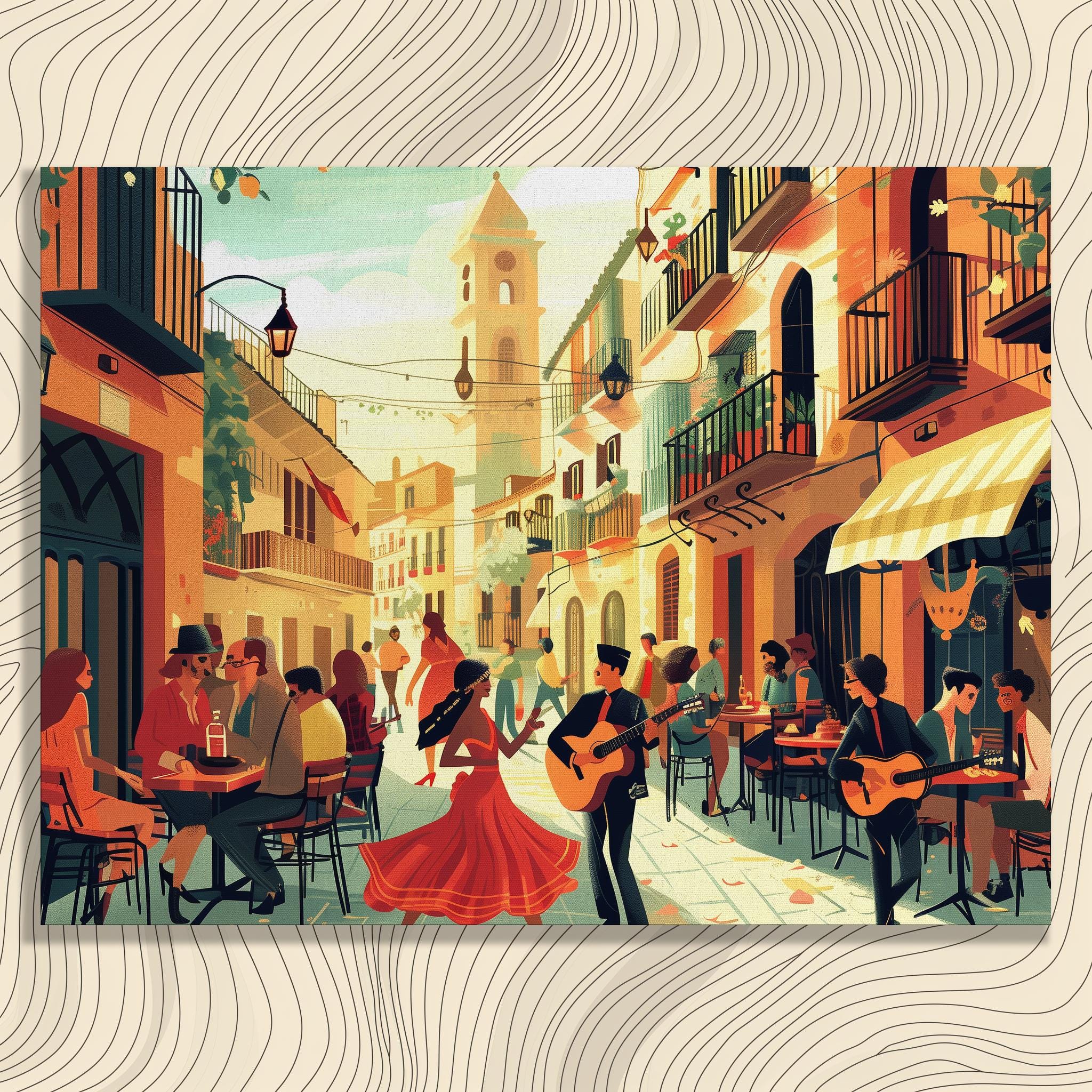 Spain Canvas Wall Art Vibrant Spanish Culture Print Vintage Stylish ...