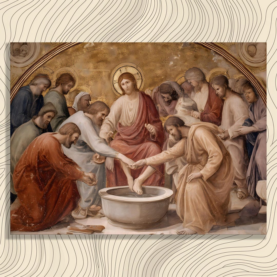 Jesus Foot Washing Canvas Wall Art - Classic Religious Painting Print ...