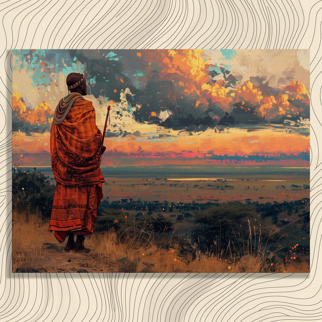 Kenya Canvas Wall Art Maasai Mara Scenes, Detailed Oil Painting ...