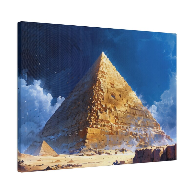 Egyptian Canvas Wall Art, Pyramids of Giza Painting, Hieroglyphs Print ...