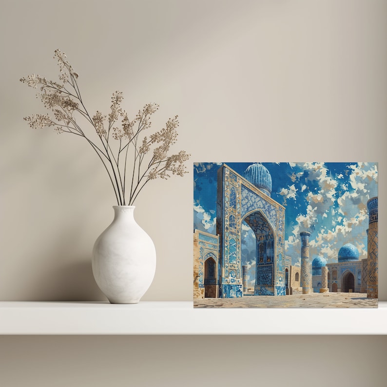 Uzbekistan Canvas Wall Art, Hand Painted Traditional Uzbek Ceramics ...