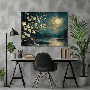Jasmine Flowers Canvas Wall Art, Moonlit Fragrance Decoration, Large ...