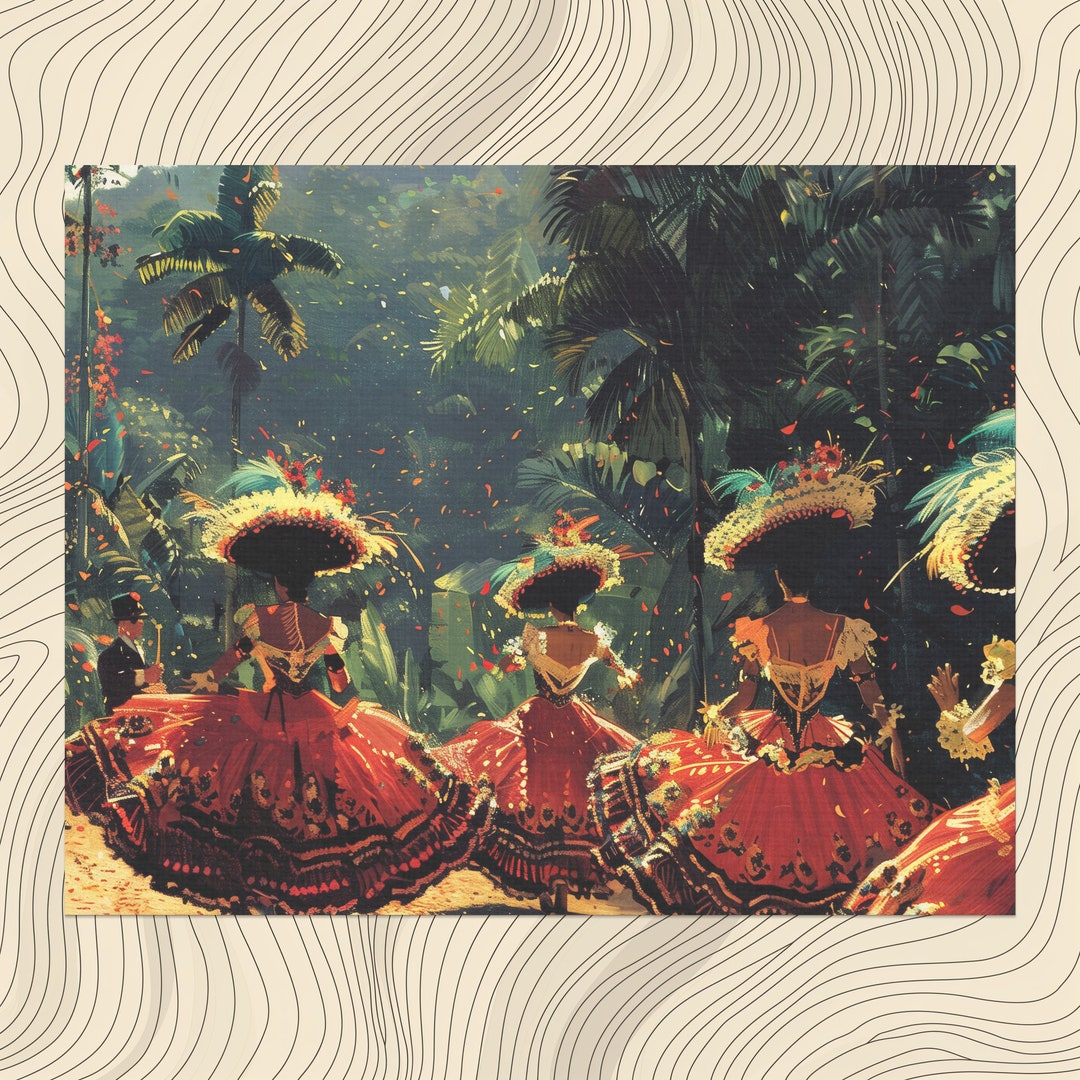 Brazil Canvas Wall Art, Vibrant Oil Painting, Samba Dance Poster ...