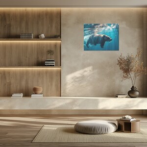 Wolverine Swimming Canvas Wall Art, Hyper Realistic Aquatic Mammal ...