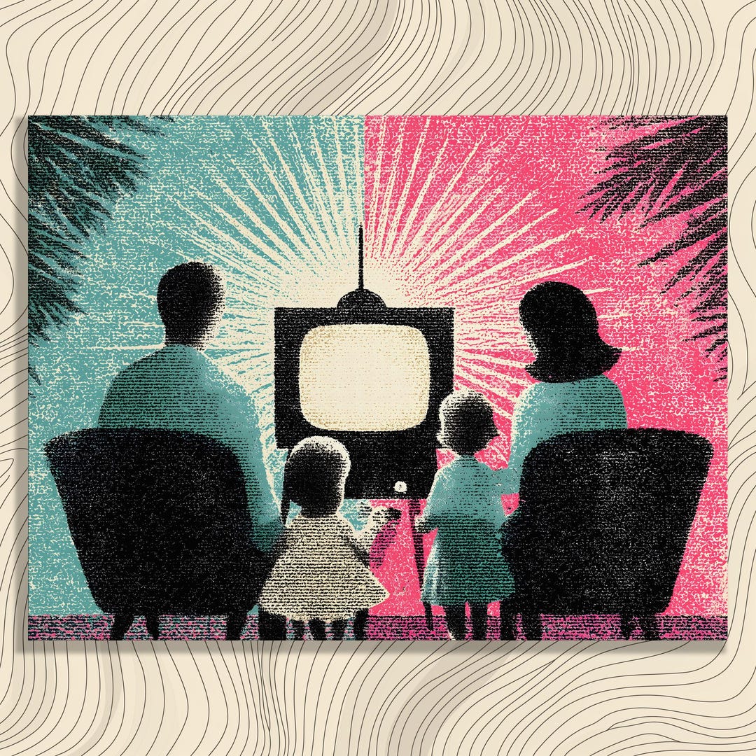 Retro TV Family Canvas Wall Art – Midcentury Modern Style Print Retro ...