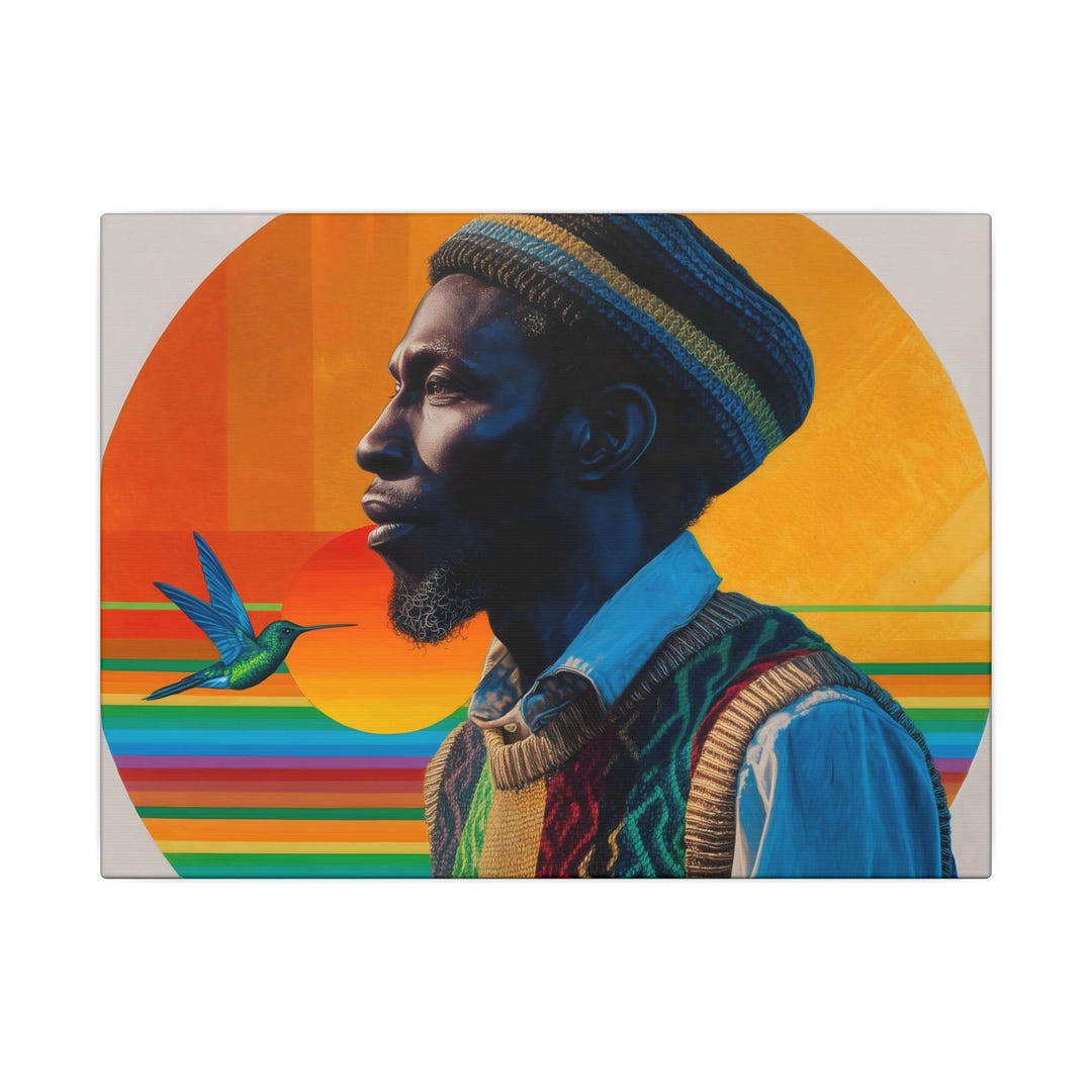 Colorful Hummingbird Canvas Wall Art – Side Profile Portrait Bearded ...