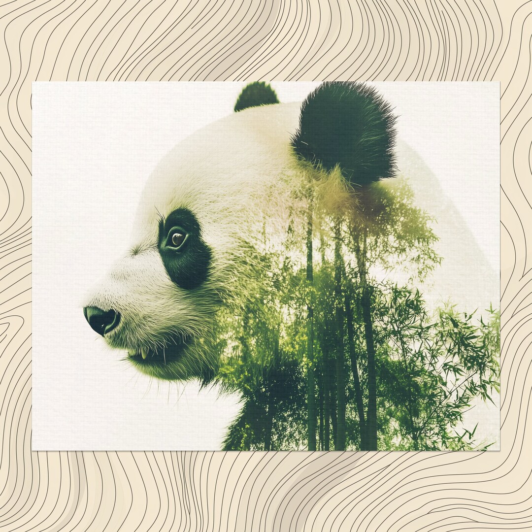 Panda Canvas Wall Art, Bamboo Forest, Zen Decor, Wildlife Poster, Soft ...