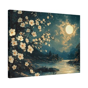 Jasmine Flowers Canvas Wall Art, Moonlit Fragrance Decoration, Large ...