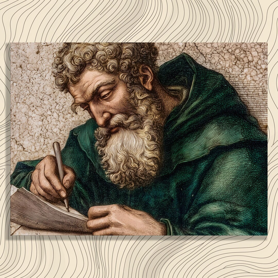 Renaissance Scholar Canvas Wall Art – Traditional Bearded Monk Painting ...