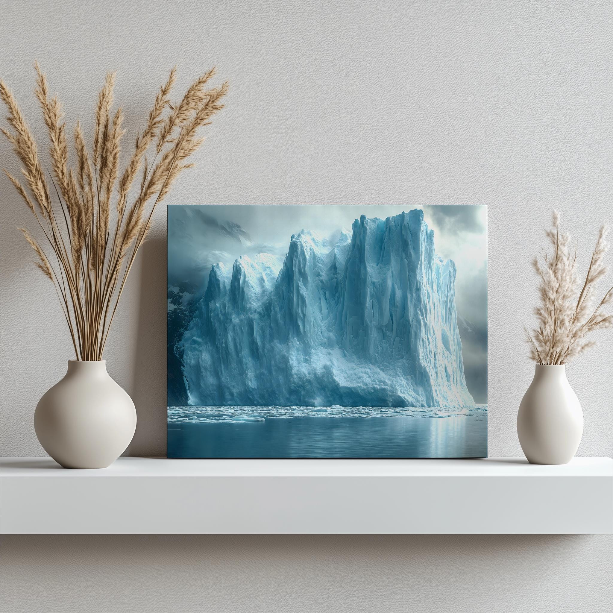 Majestic Iceberg Canvas Wall Art - Modern Glacier Landscape Print ...