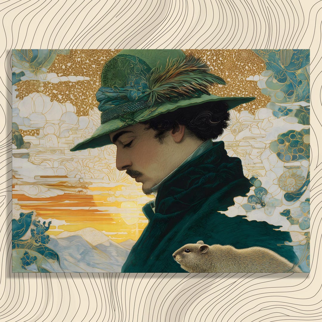 Austrian Alpine Portrait Canvas Wall Art - Gilded Sunrise Profile With ...