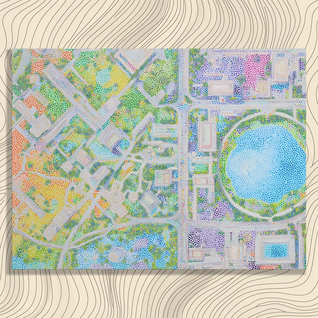 Colorful City Map Canvas Wall Art – Abstract Aerial Map Print Geometric ...