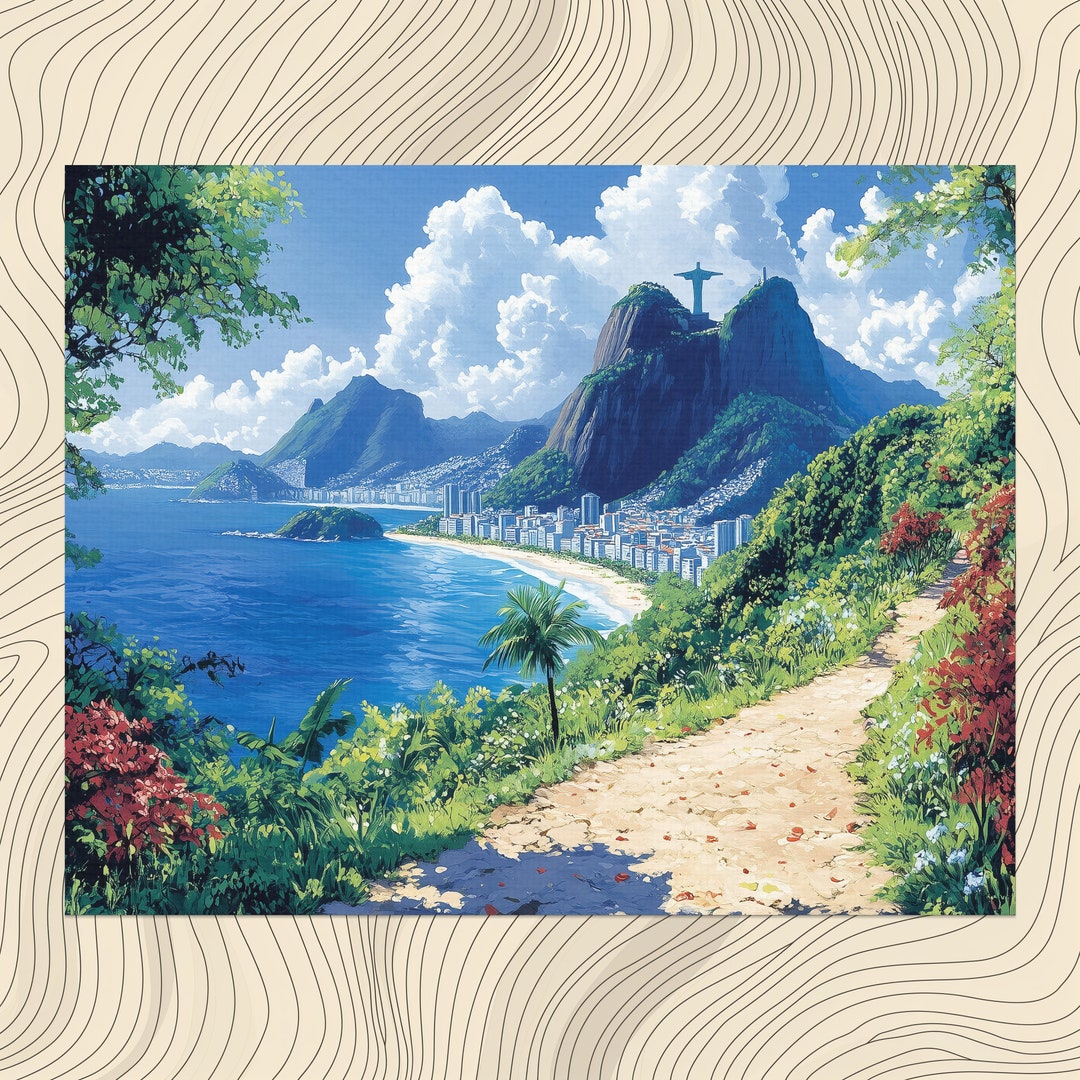 Brazilian Canvas Wall Art, Rio Lush Tropical Scenery Poster Print ...