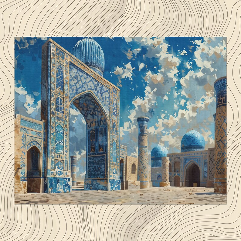 Uzbekistan Canvas Wall Art, Hand Painted Traditional Uzbek Ceramics ...