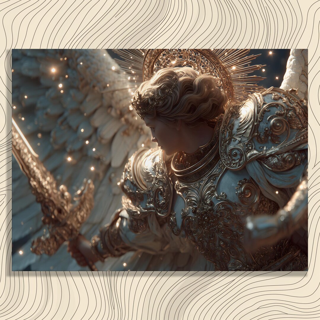 Angelic Armor Guardian Canvas Wall Art – Divine Light Ethereal Home ...