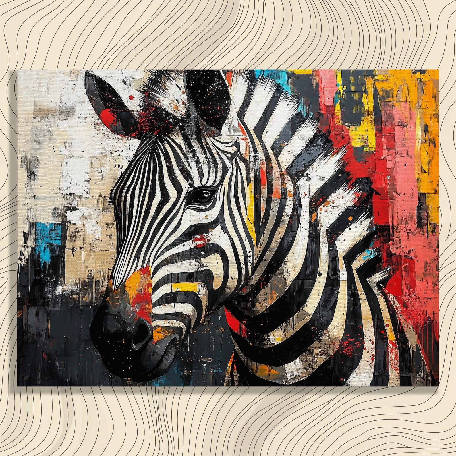 Modern Zebra Canvas Wall Art Bold and Colorful Abstract Print Unique ...