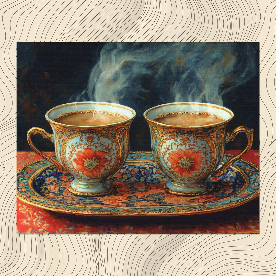 Turkish Coffee Canvas Wall Art, Aromatic Steam Rising Print for Home ...