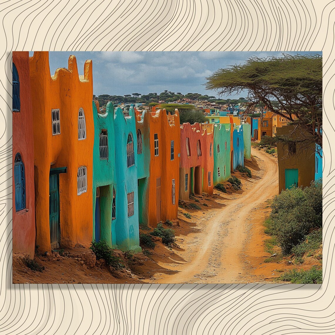 Somalia Canvas Wall Art, Vibrant Wildlife Themed Print Colorful Home ...