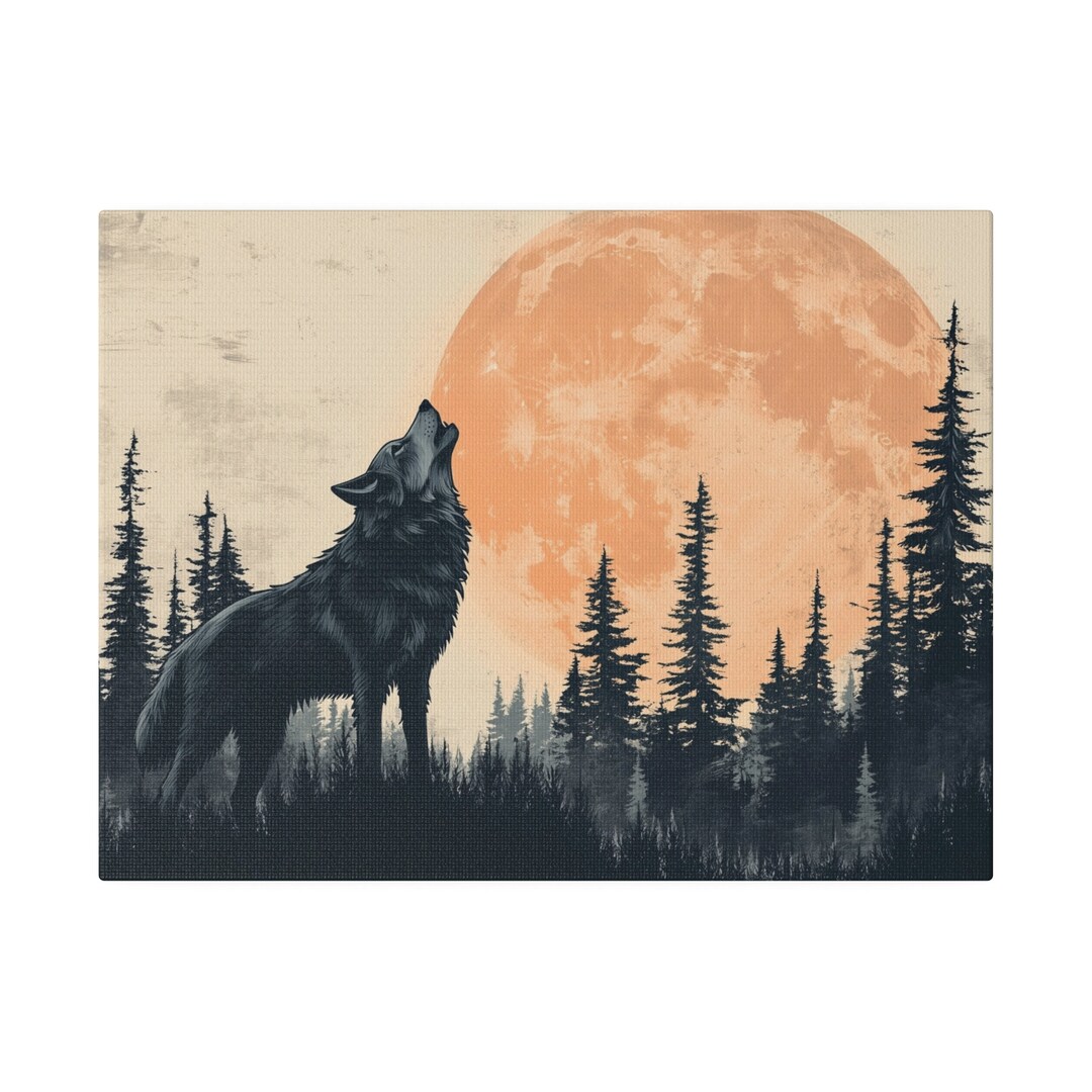 Wolf Howling Canvas Wall Art, Nature Inspired Monochromatic Design With ...