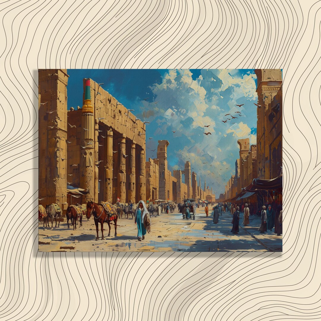 Detailed Iraq Canvas Wall Art, Fine Oil Painting Featuring Mesopotamian ...