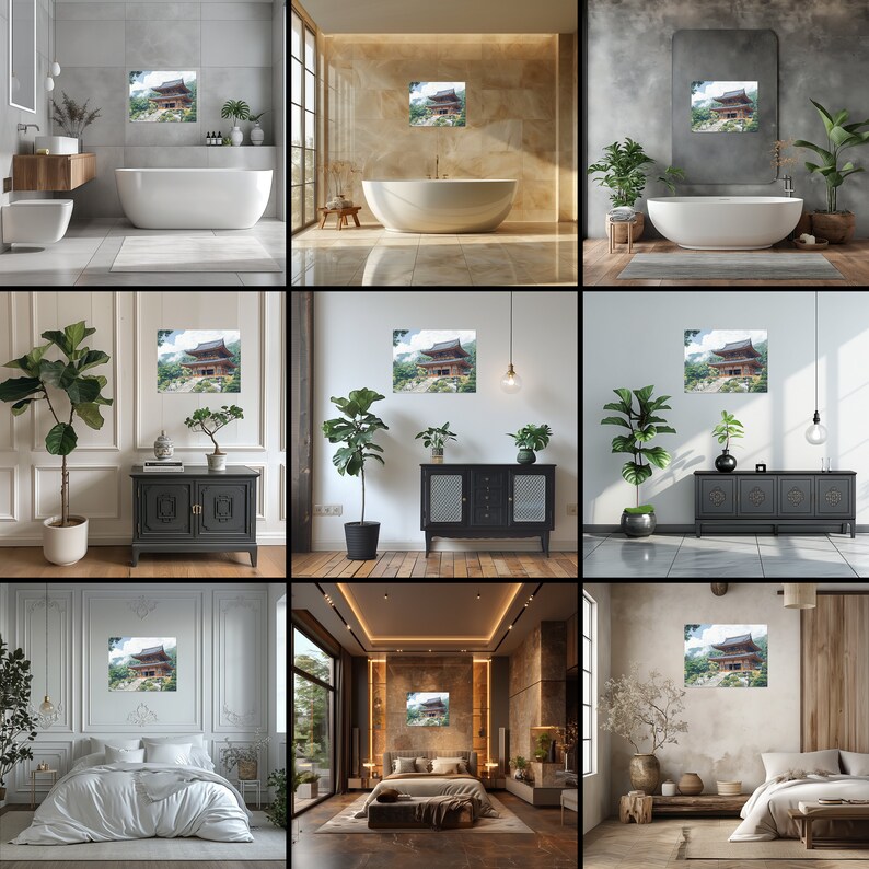 Stunning Temples Canvas Wall Art, Traditional Artistically Rendered ...