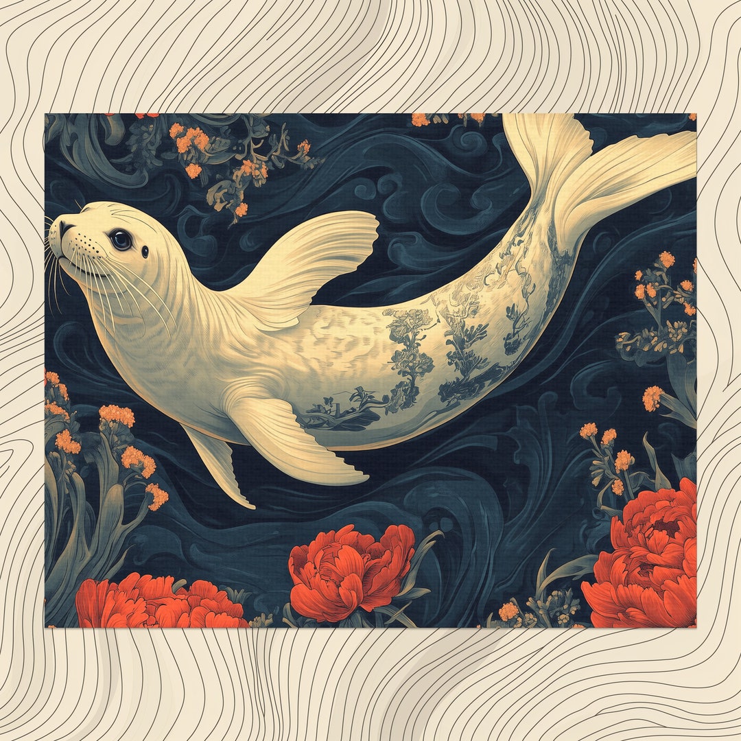 Seal Canvas Wall Art Pattern Seal Print for Nature Lovers, Ocean Animal ...