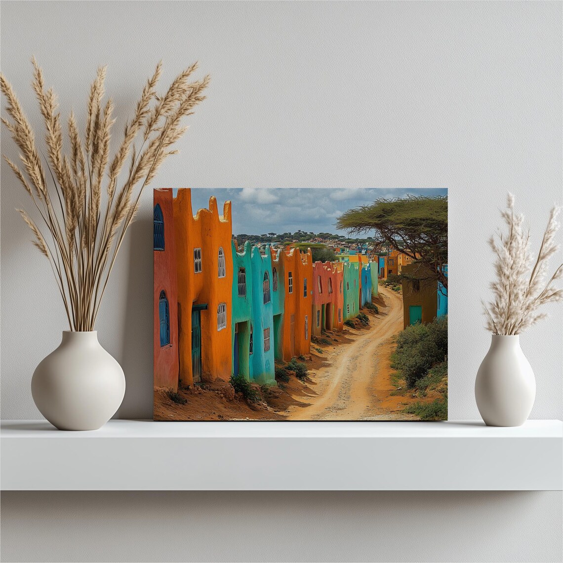 Somalia Canvas Wall Art, Vibrant Wildlife Themed Print Colorful Home ...