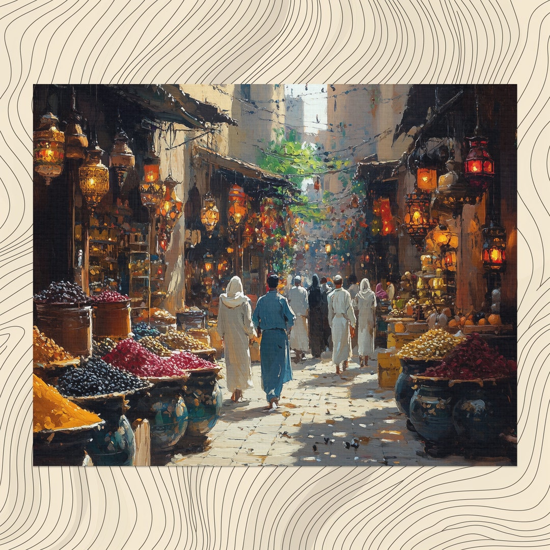 Moroccan Canvas Wall Art Marrakech Souk Spices Lanterns Decor, Home ...