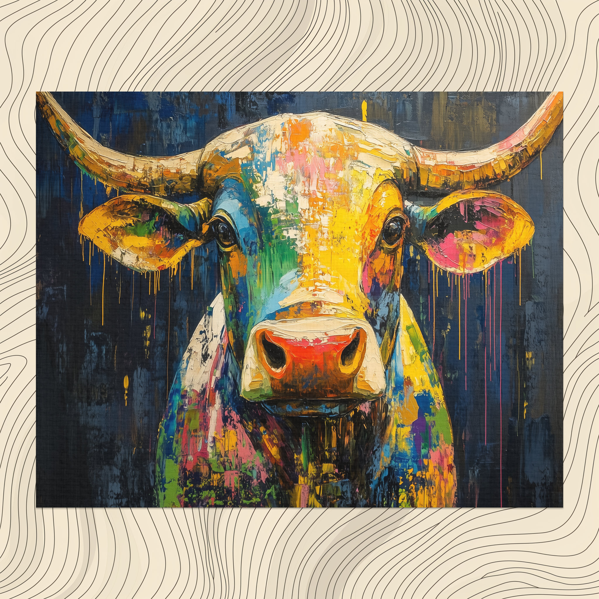 Cowbell Canvas Wall Art, Graffiti Style Illustration, Dark Background ...