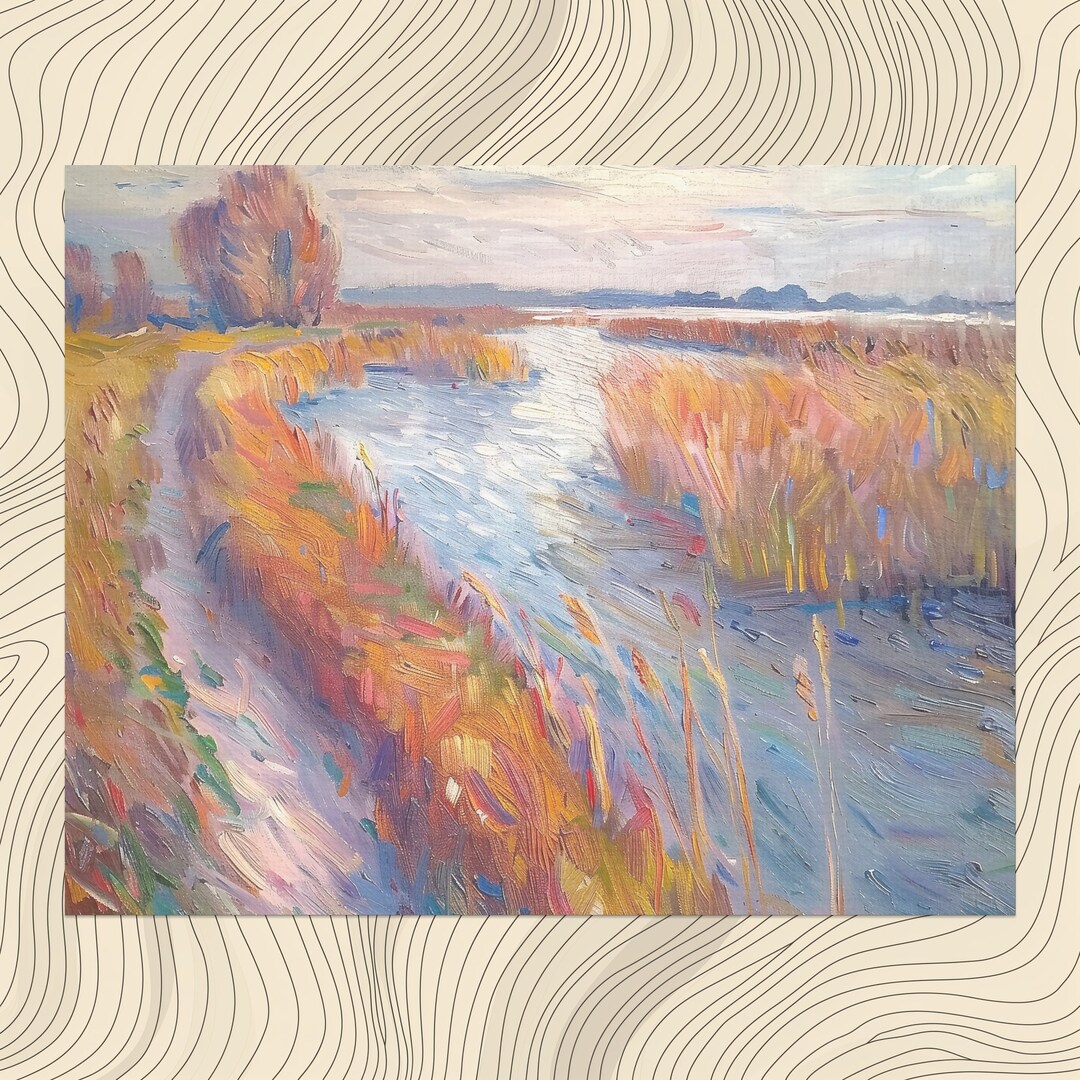 Marsh Canvas Wall Art for Living Room, Abstract Nature Painting With ...