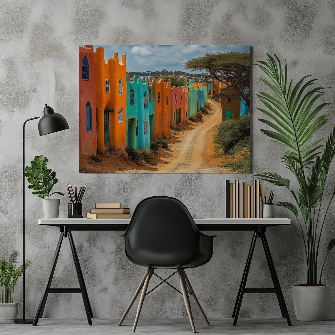 Somalia Canvas Wall Art, Vibrant Wildlife Themed Print Colorful Home ...