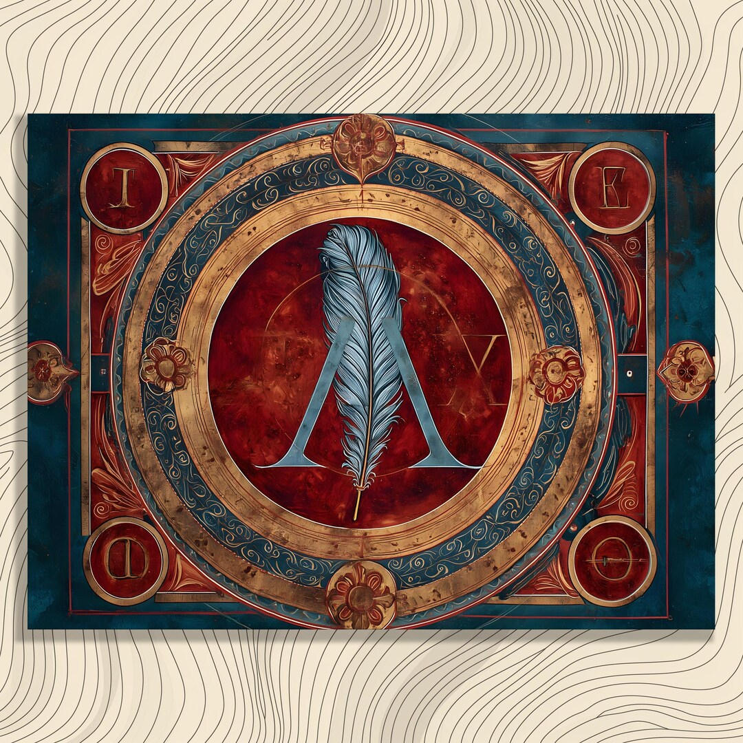 Gothic Monogram Quill Canvas Wall Art – Vintage Illuminated Emblem ...