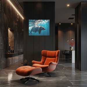 Wolverine Swimming Canvas Wall Art, Hyper Realistic Aquatic Mammal ...