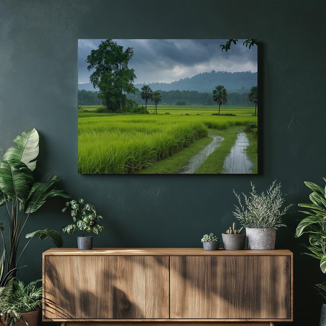 Bangladesh Canvas Wall Art, Vibrant Split Landscape Design, Modern ...