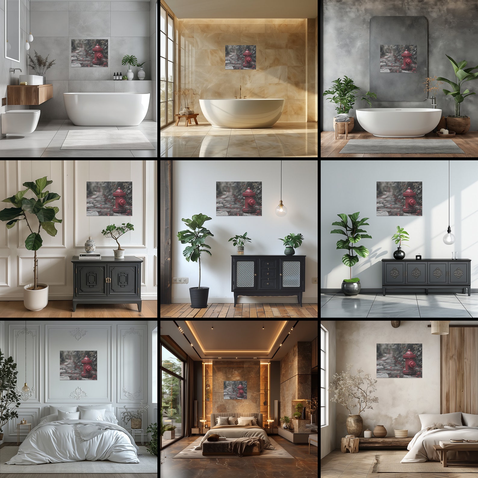 Fire Hydrant Canvas Wall Art, Premium Quality Black and White ...