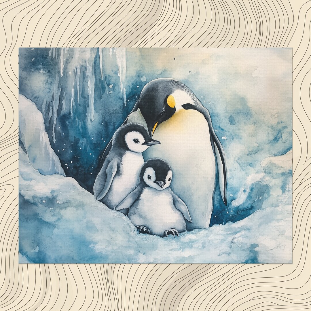Penguin Canvas Wall Art Stunning Animal Watercolor Print for Home Decor ...