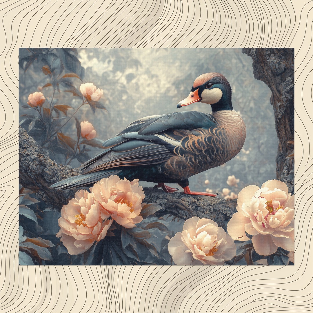 Harlequin Duck Canvas Wall Art, Stunning Nature Painting With Vibrant ...