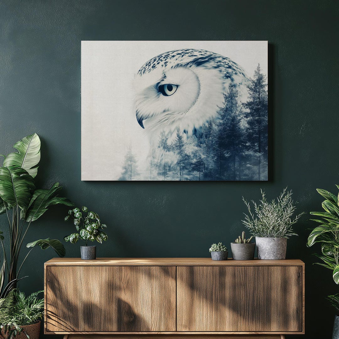 Snowy Owl Forest Art Modern Art Nature Wall Art Wildlife Art ...