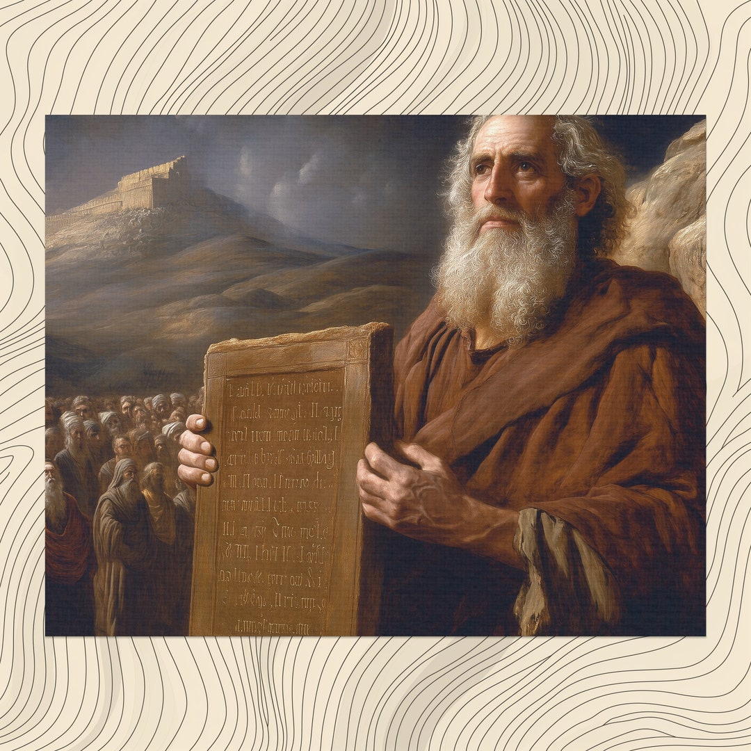 Moses Canvas Wall Art Stunning Portrayal of Moses Receiving the Ten ...