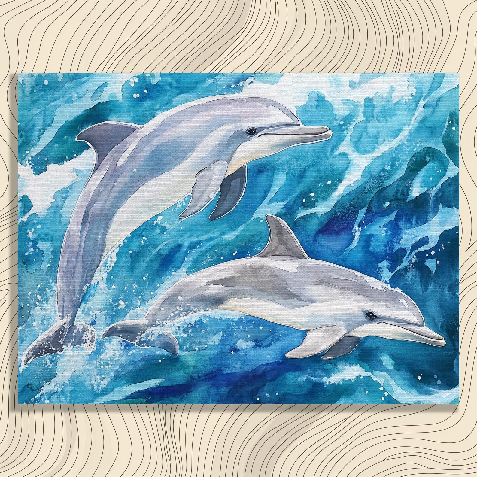 Dolphin Canvas Wall Art, Stunning Underwater Scene With Dolphins ...