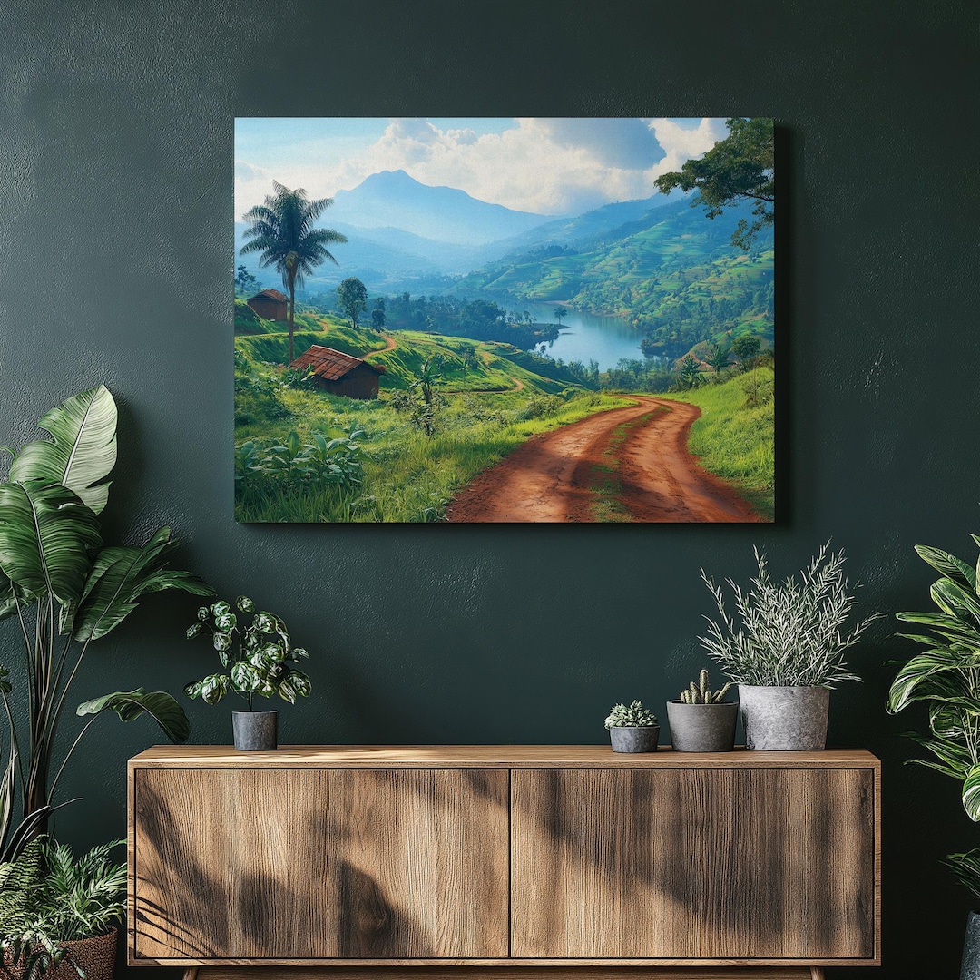 Uganda Canvas Wall Art, Realistic Landscape Print Colorful Uganda ...