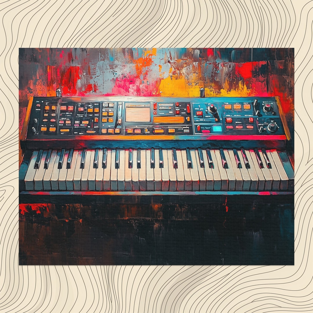 Vibrant Synthesizer Canvas Wall Art, Colorful Graffiti Painting, Modern ...