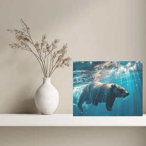 Wolverine Swimming Canvas Wall Art, Hyper Realistic Aquatic Mammal ...