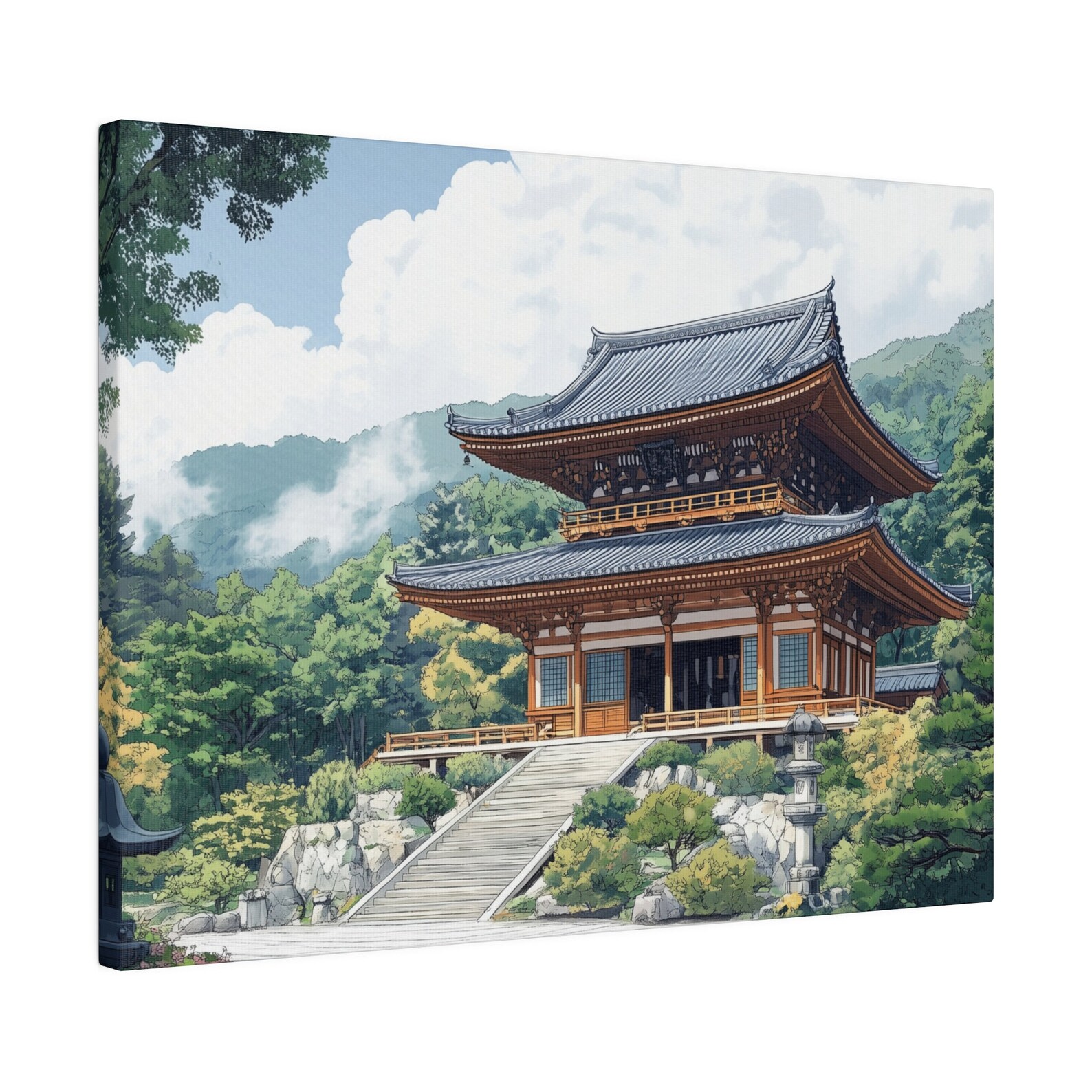 Stunning Temples Canvas Wall Art, Traditional Artistically Rendered ...
