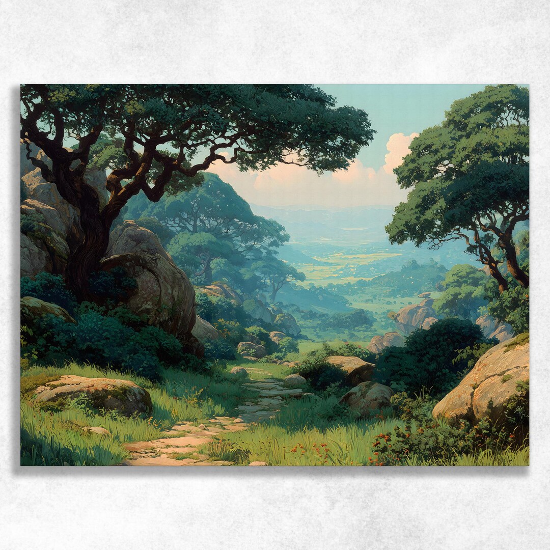 Zimbabwe Scenic Valley Canvas Wall Art - Colorful Nature Landscape ...