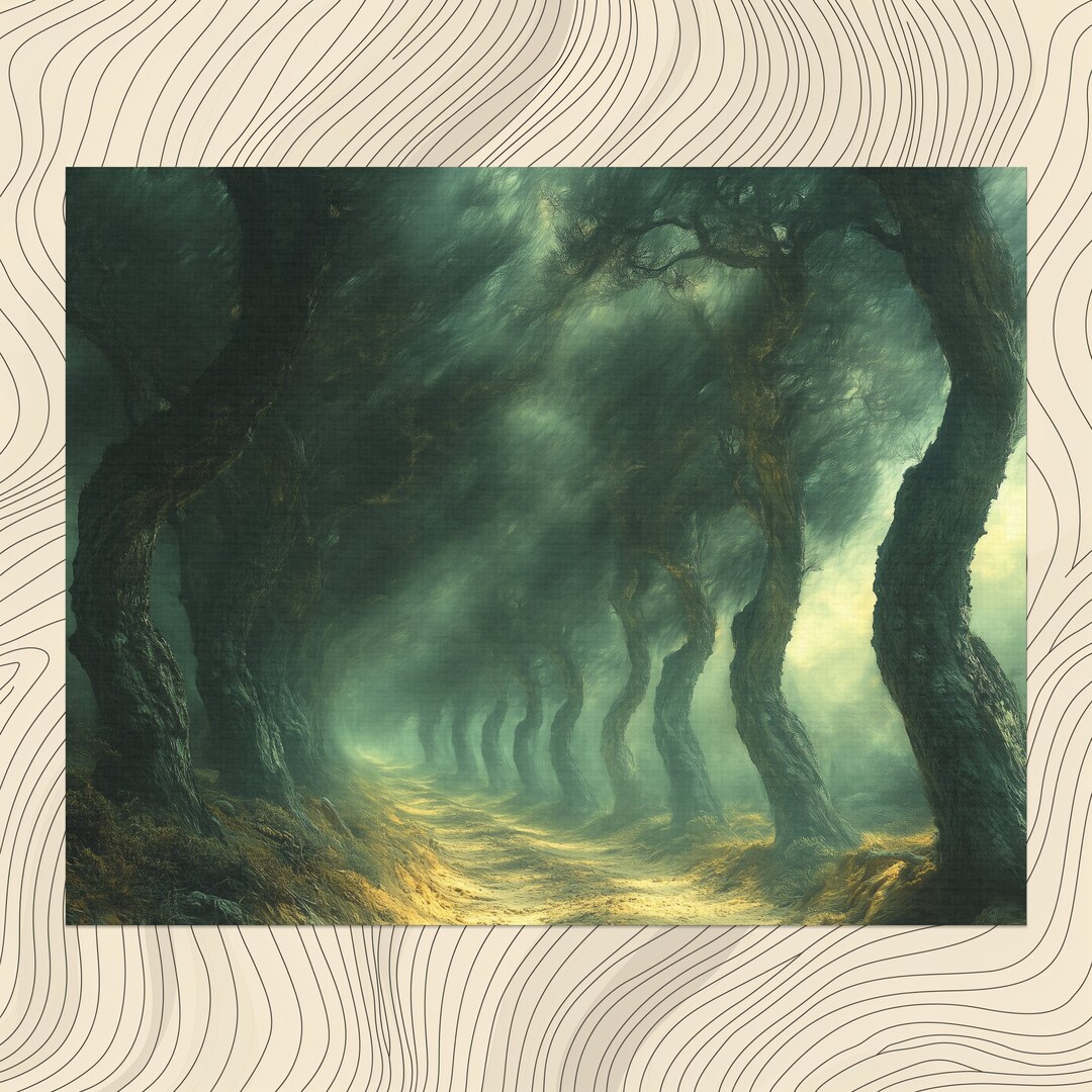 Enigmatic Mirage Forest Canvas Wall Art, Soft Focus Dreamland Painting ...